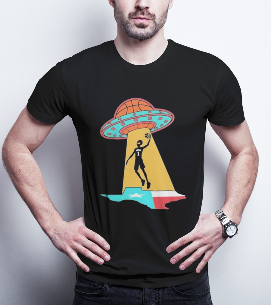San Antonio Wemby The Alien Spurs Star UFO Basketball Texas T-Shirt