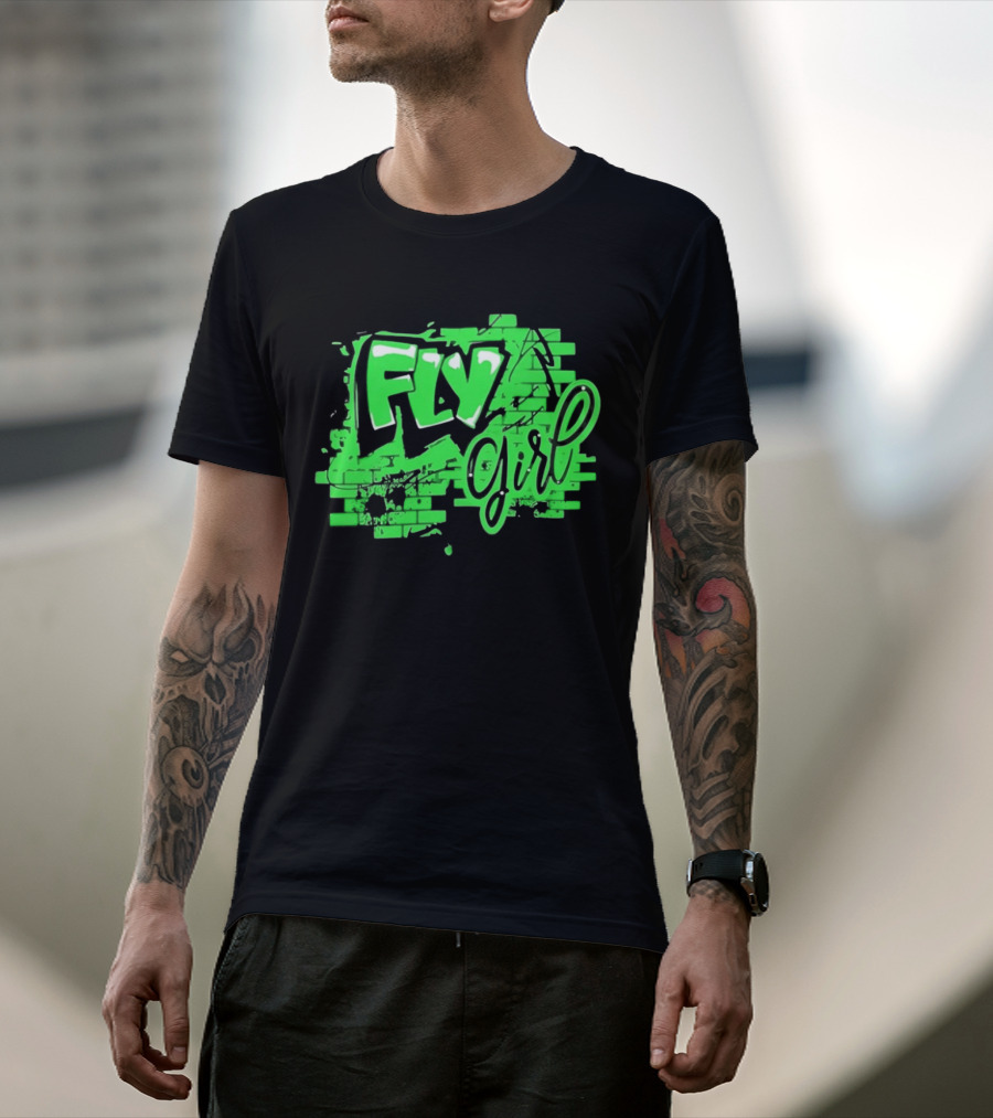 Fly Girl Graffiti Street Brick Wall T-Shirt
