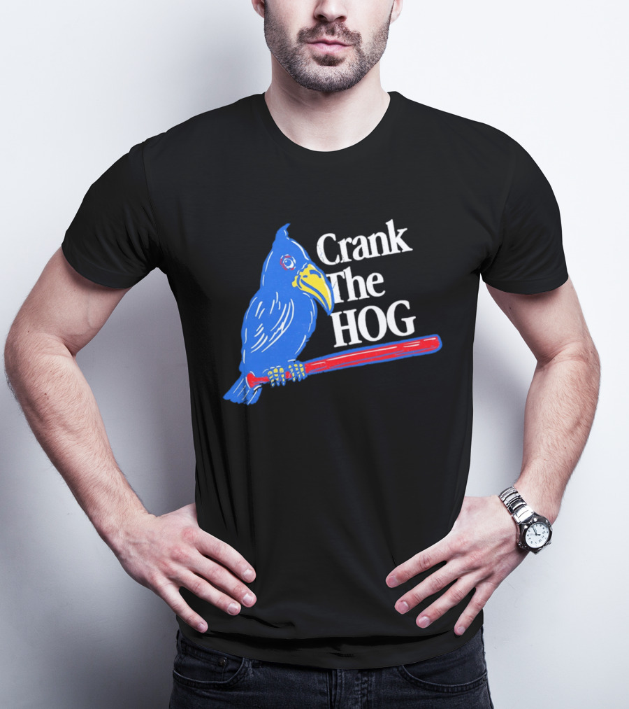 Kansas Jayhawks Crank The Hog Baseball Bird T-Shirt