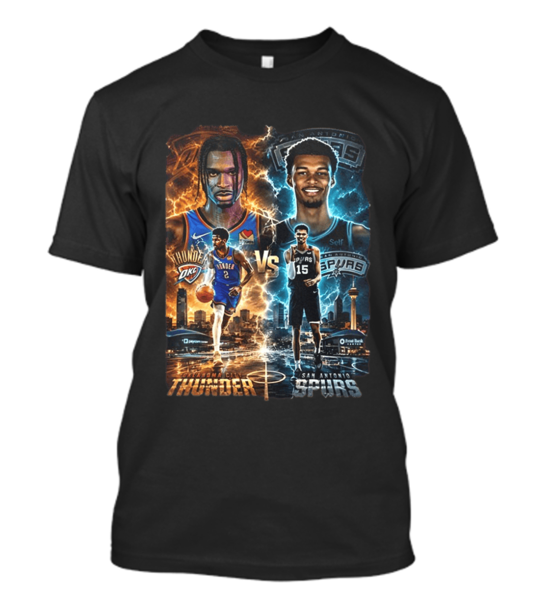Shai Gilgeous Alexander Oklahoma City Thunder Vs Victor Wembanyama San Antonio Spurs NBA Showdown T-Shirt
