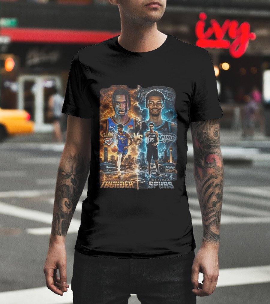 Shai Gilgeous Alexander Oklahoma City Thunder Vs Victor Wembanyama San Antonio Spurs NBA Showdown T-Shirt