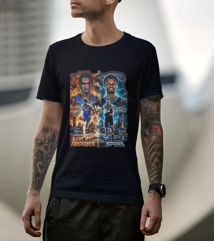 Shai Gilgeous Alexander Oklahoma City Thunder Vs Victor Wembanyama San Antonio Spurs NBA Showdown T-Shirt