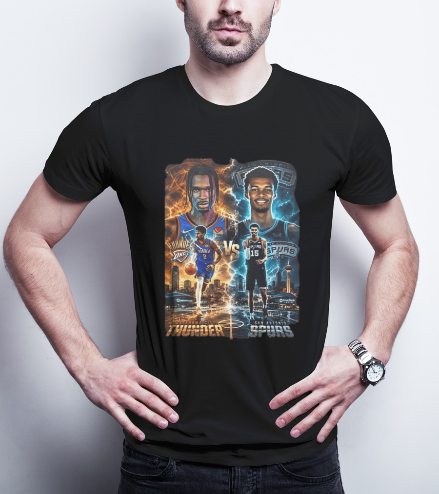 Shai Gilgeous Alexander Oklahoma City Thunder Vs Victor Wembanyama San Antonio Spurs NBA Showdown T-Shirt