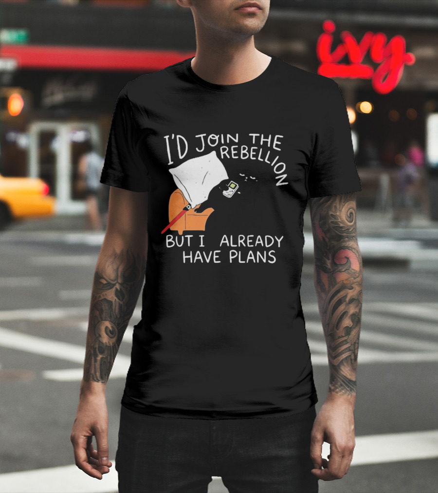 Lazy Cat Gaming Couch Rebellion Plans Funny Humor T-Shirt
