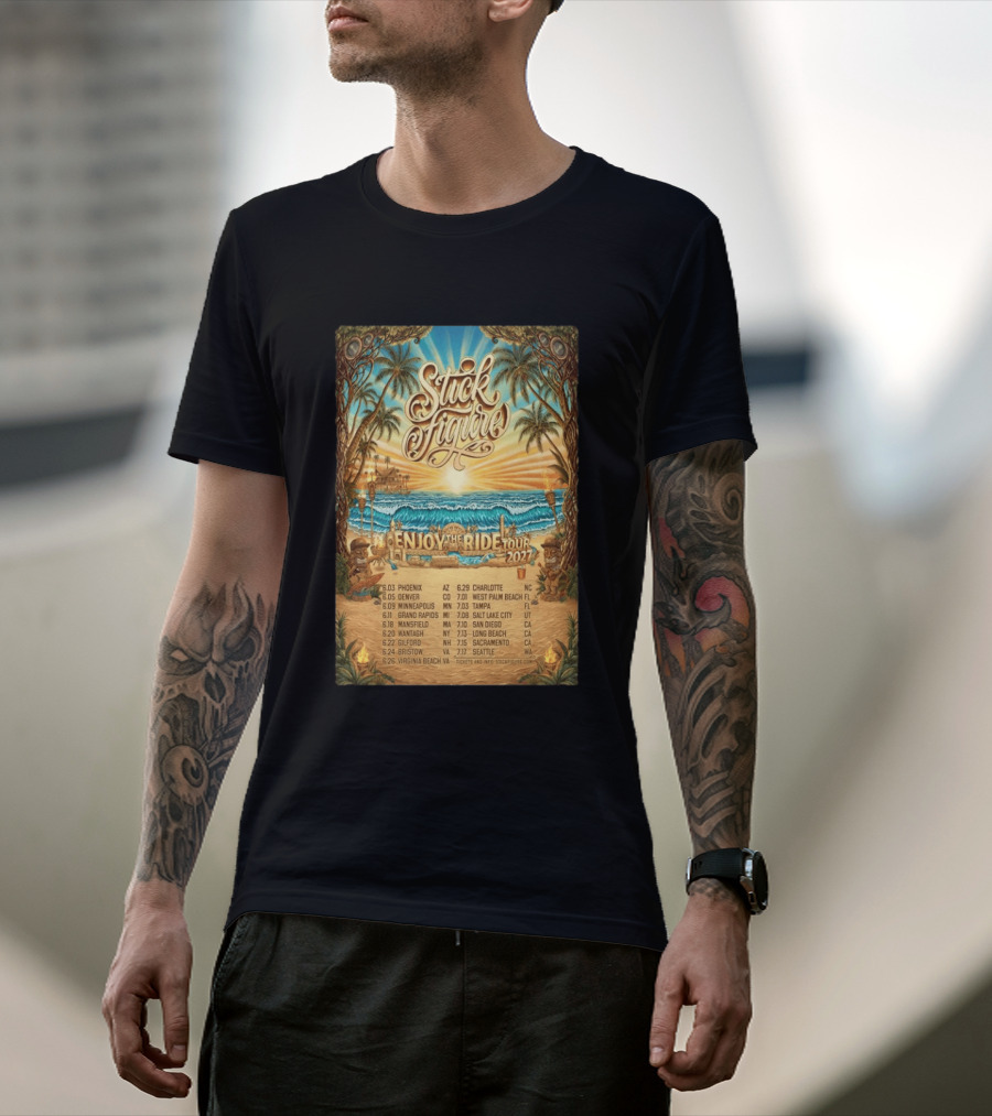 Stick Figure Enjoy The Ride Tour 2027 Phoenix To Seattle Dates And Locations T-Shirt