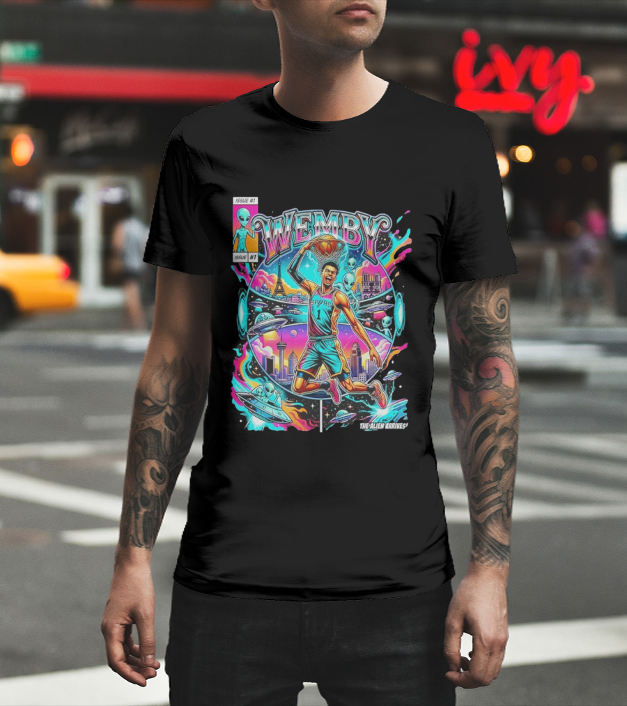Wemby The Alien Arrives San Antonio Spurs Basketball Issue #1 T-Shirt