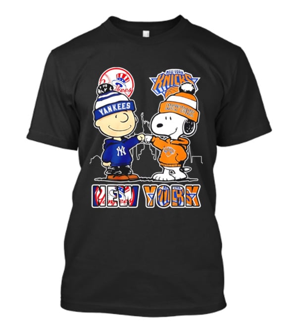 New York Yankees New York Knicks Charlie Brown Snoopy T-Shirt