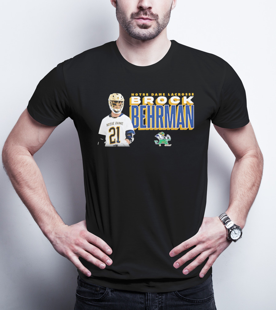 Notre Dame Lacrosse Brock Behrman 21 Fighting Irish T-Shirt