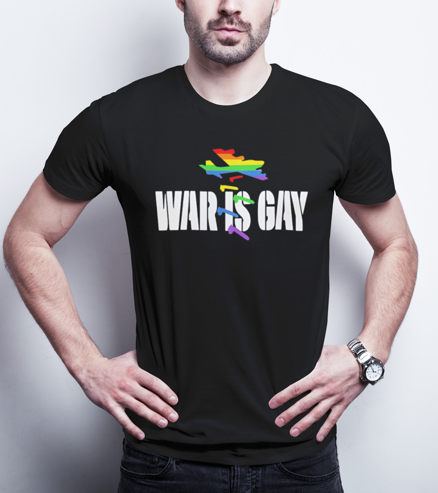 Rainbow Plane War Is Gay T-Shirt