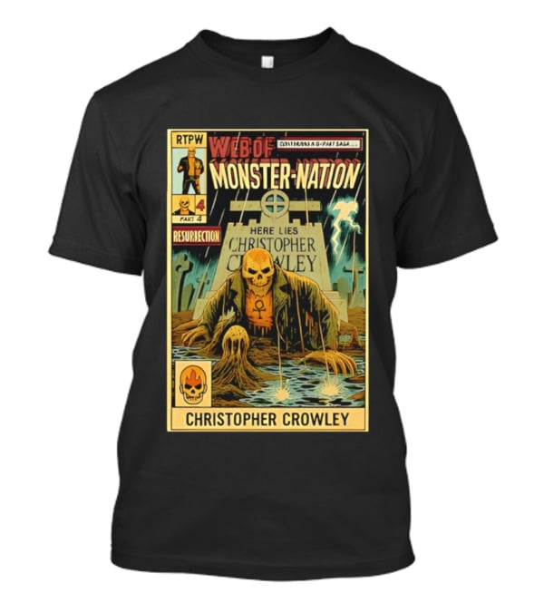 Resurrection Web Of Monster Nation Christopher Crowley Comic Part 4 Skeleton Tombstone T-Shirt
