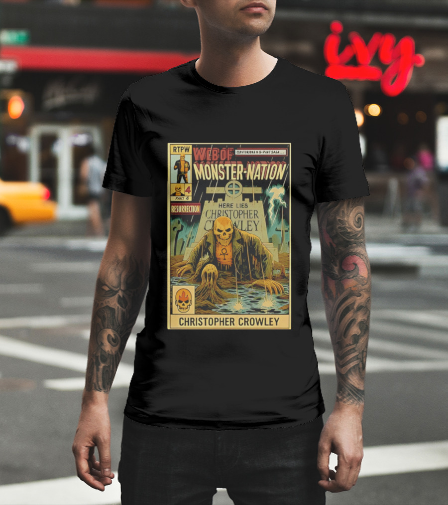 Resurrection Web Of Monster Nation Christopher Crowley Comic Part 4 Skeleton Tombstone T-Shirt