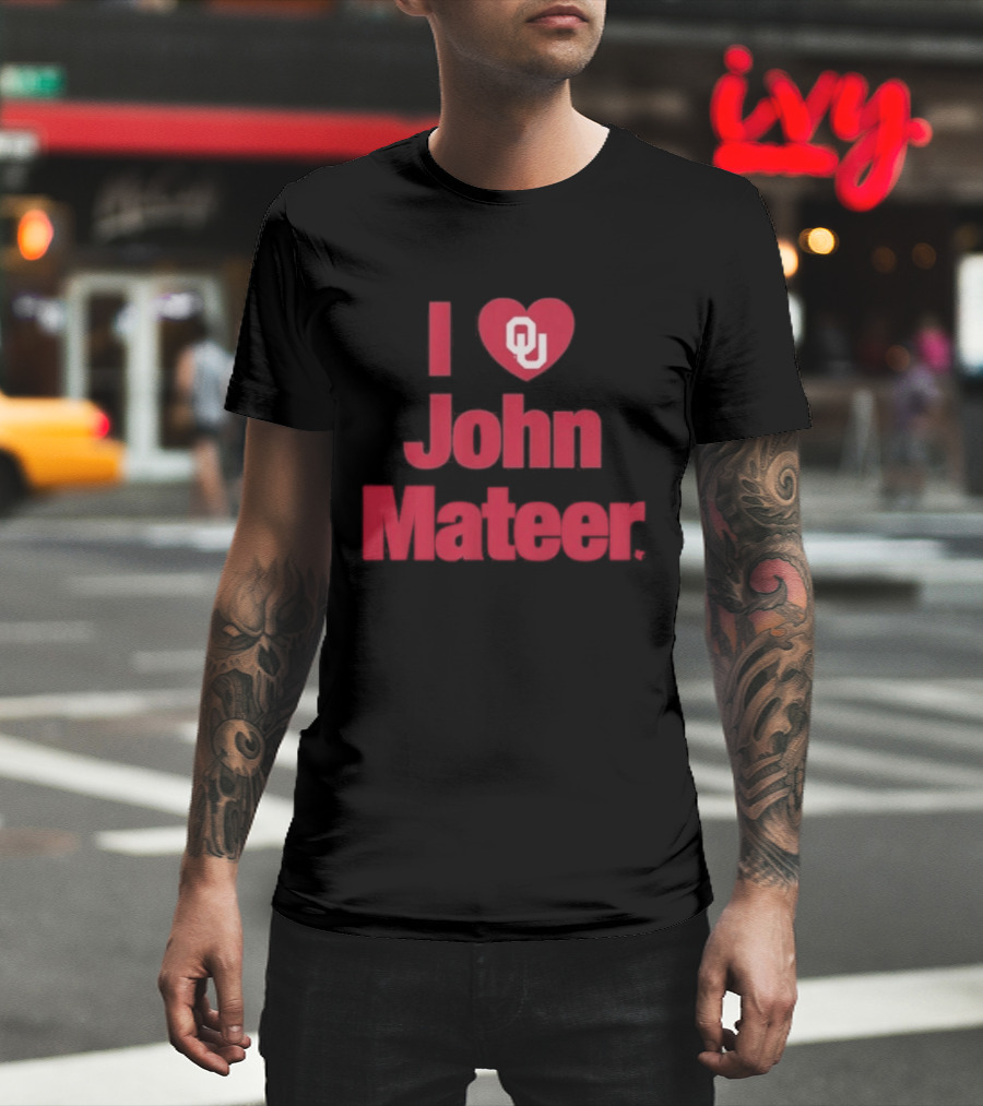 Oklahoma Football I Heart OU John Mateer T-Shirt