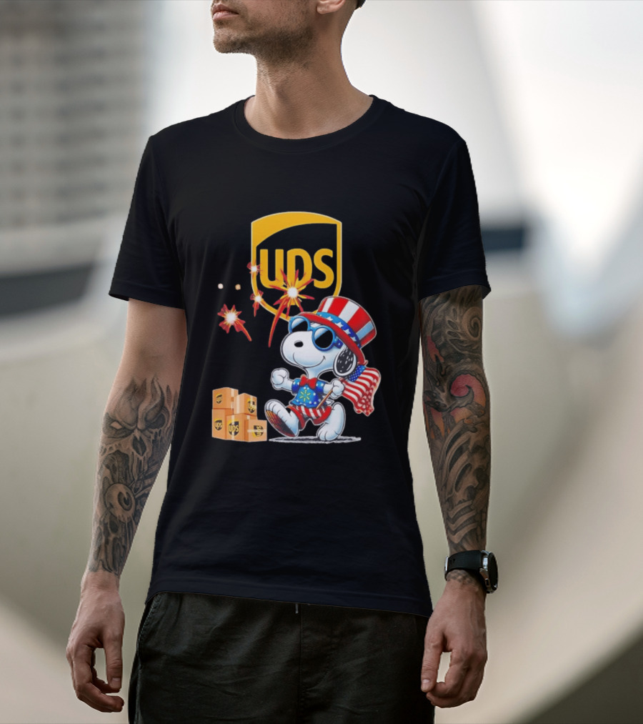 Patriotic Snoopy Independence Day UPS Packages American Flag Celebration T-Shirt
