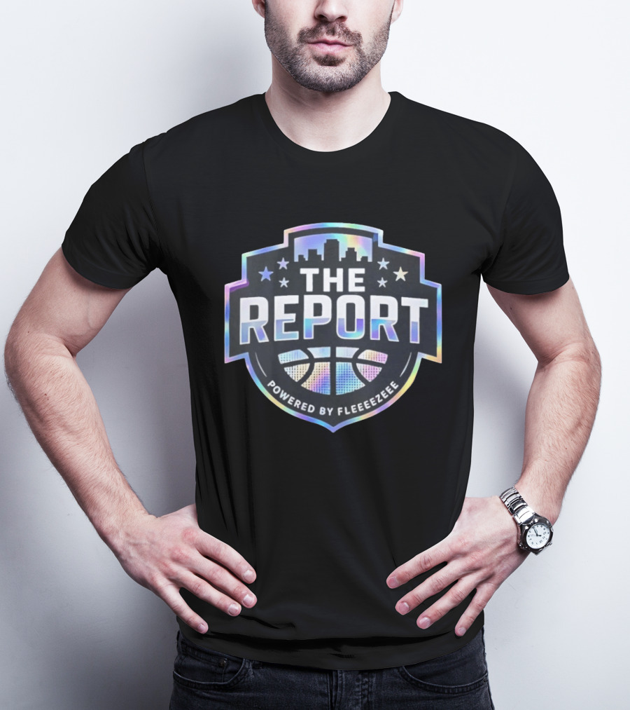 THE REPORT Powered By Fleeeeezeee Basketball Urban Stars Holographic Cityscape T-Shirt