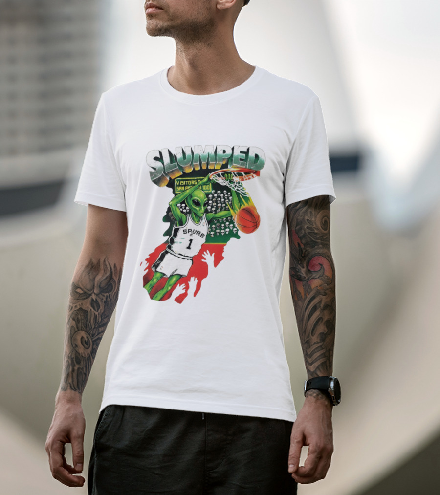 Slumped Alien Basketball Dunk Spurs Number 1 Visitors San Antonio 100 T-Shirt