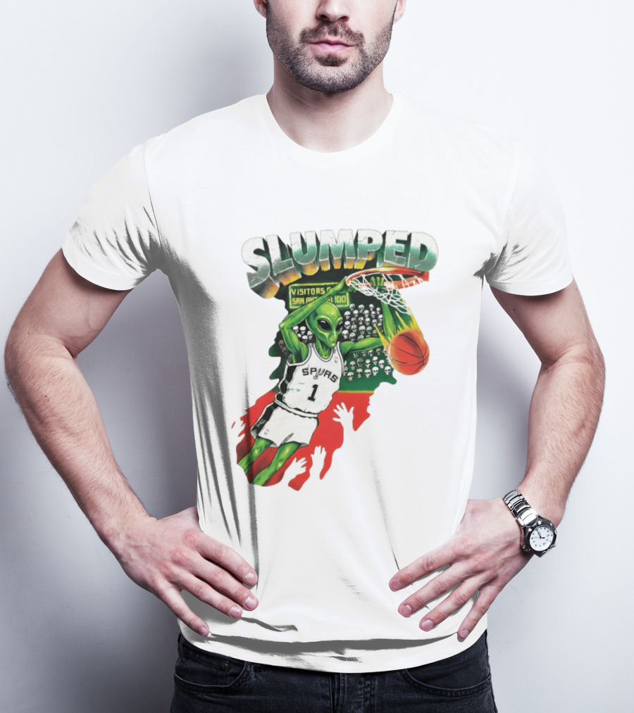 Slumped Alien Basketball Dunk Spurs Number 1 Visitors San Antonio 100 T-Shirt