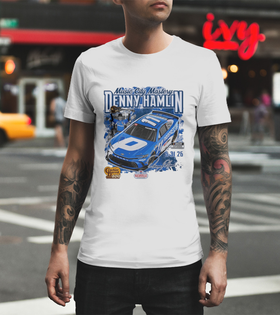 Music City Mastery Denny Hamlin Cracker Barrel 400 Nashville Superspeedway 2026 NASCAR Cup Series T-Shirt