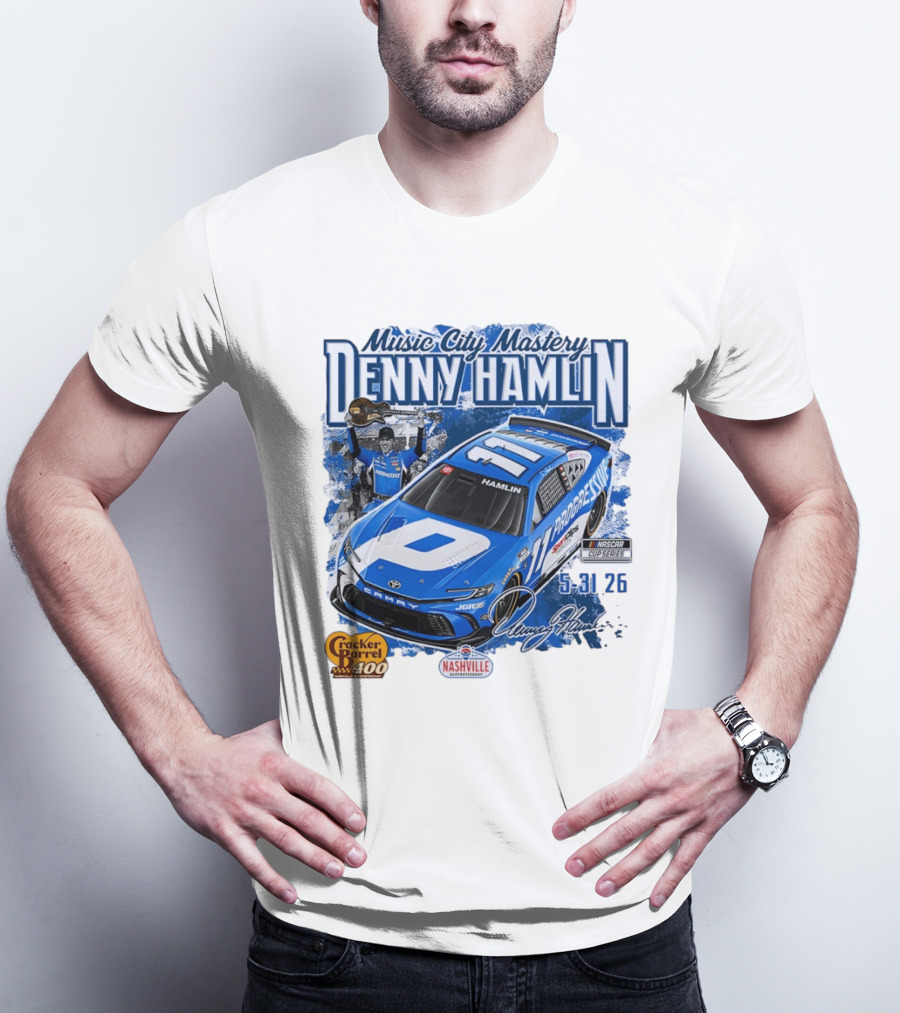 Music City Mastery Denny Hamlin Cracker Barrel 400 Nashville Superspeedway 2026 NASCAR Cup Series T-Shirt