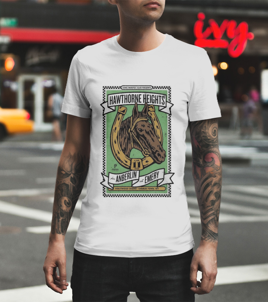 Vans Warped Tour Hawthorne Heights Anberlin Emery June 11 2026 Hollywood Casino Charles Town WV T-Shirt