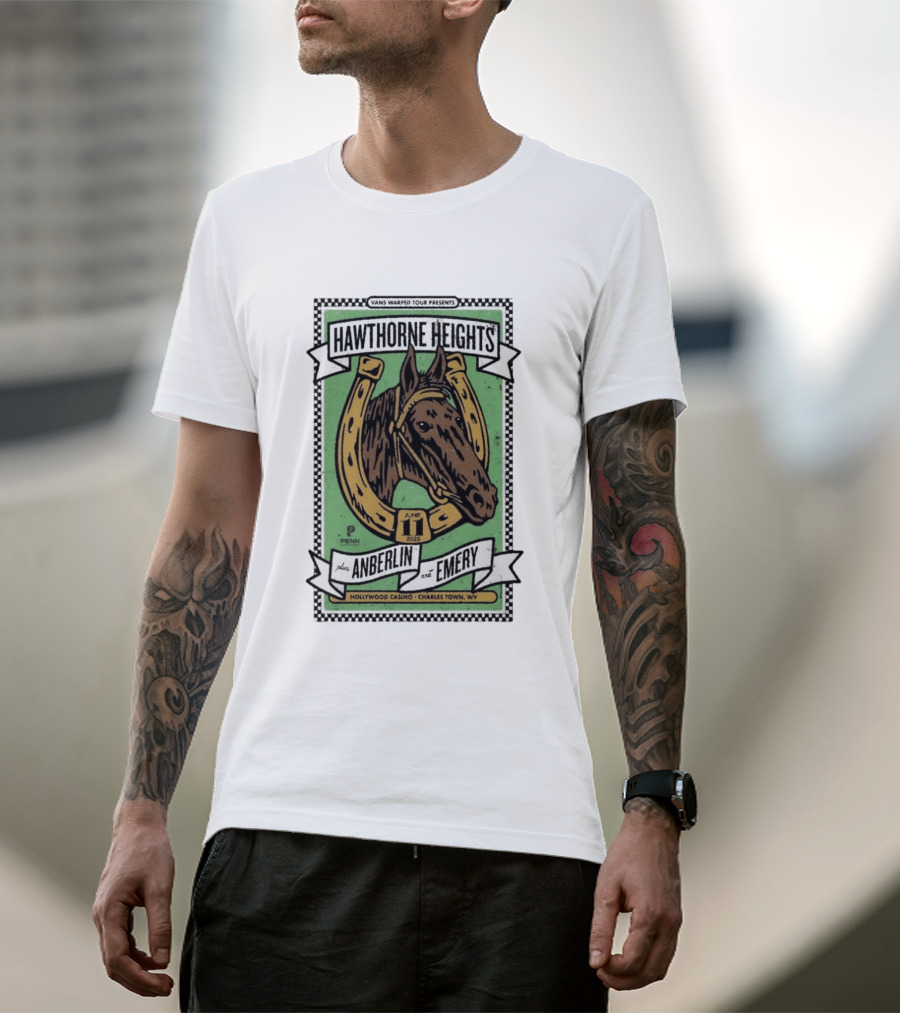 Vans Warped Tour Hawthorne Heights Anberlin Emery June 11 2026 Hollywood Casino Charles Town WV T-Shirt