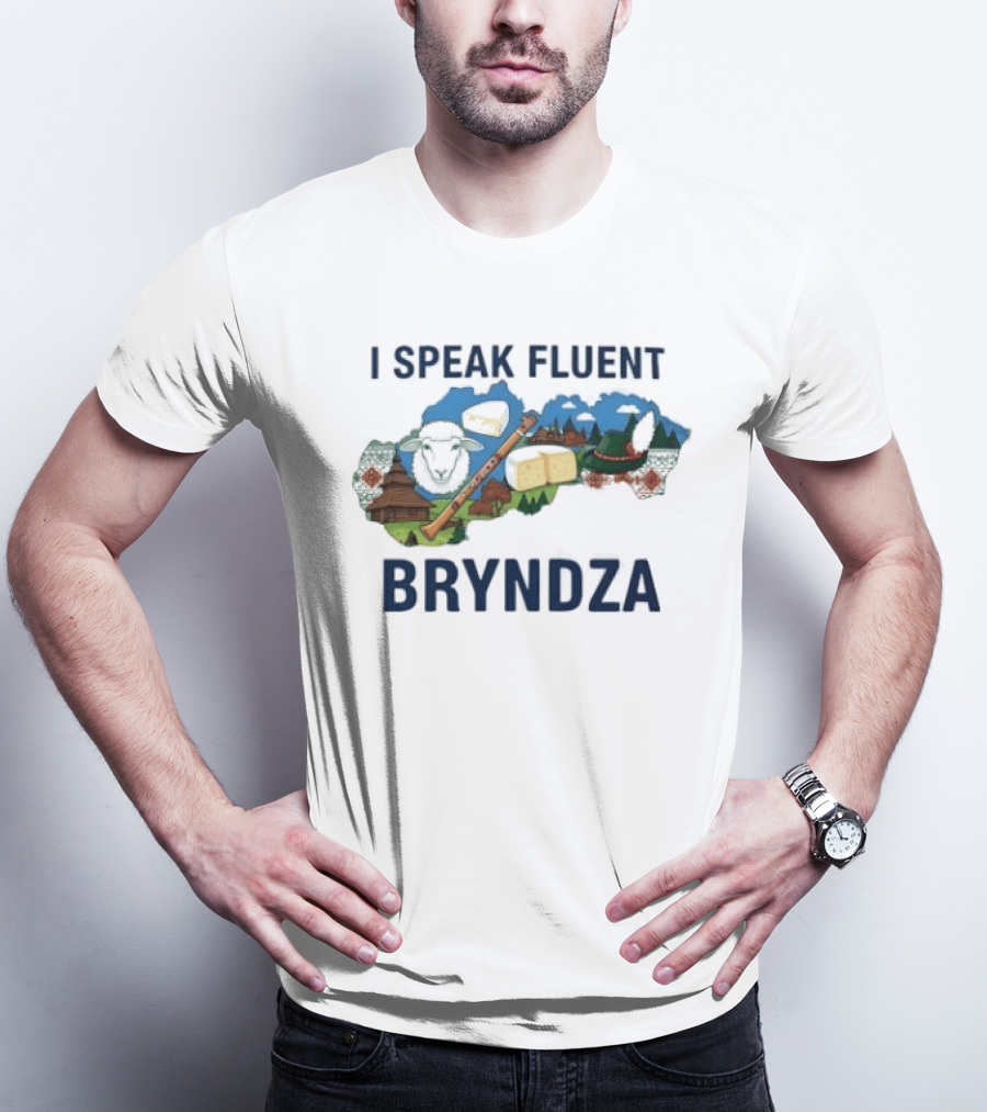 I Speak Fluent Bryndza Funny Slovak Cheese Lovers Map And Traditions T-Shirt