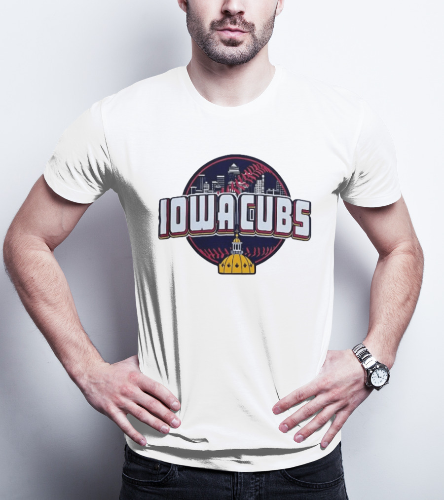 Iowa Cubs Des Moines Skyline Baseball Iowa State Capitol T-Shirt