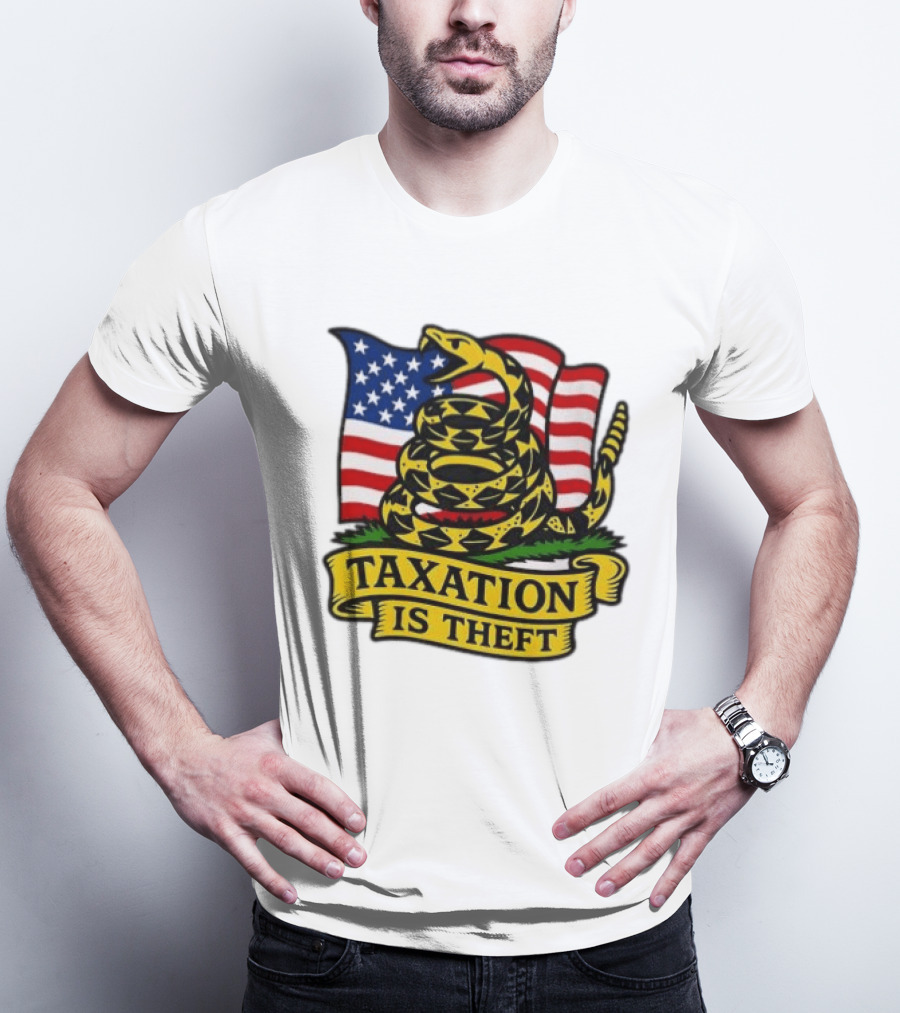 Taxation Is Theft Gadsden Flag American Flag Snake T-Shirt
