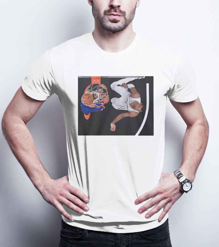 Jalen Brunson New York Knicks Victor Wembanyama San Antonio Spurs NBA Basketball Action T-Shirt