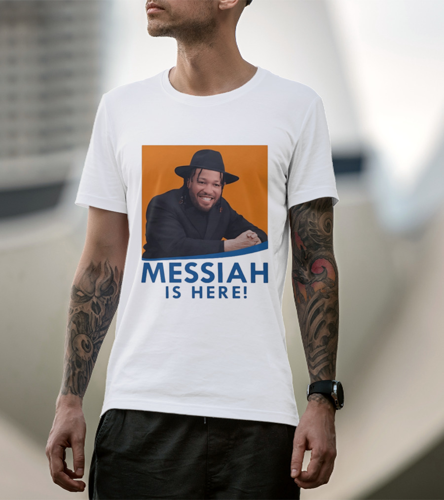 Jalen Brunson Nissim Black New York Knicks Messiah Is Here T-Shirt