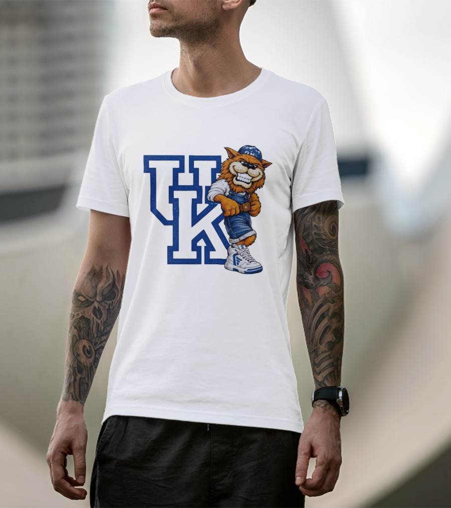 Kentucky Wildcats UK Mascot In Overalls Sneakers Athletics Basketball T-Shirt