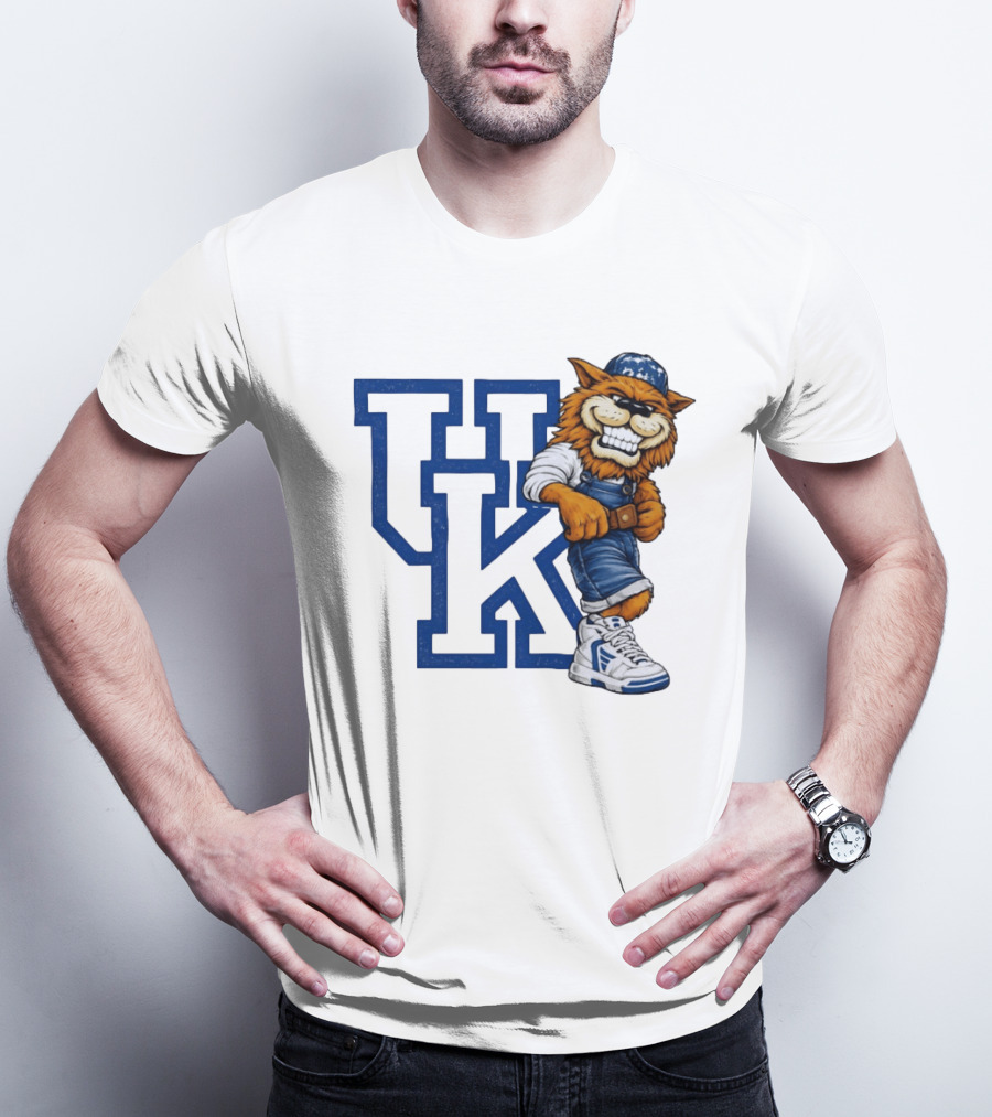 Kentucky Wildcats UK Mascot In Overalls Sneakers Athletics Basketball T-Shirt