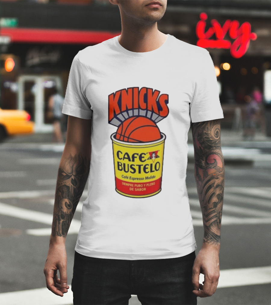 New York Knicks Cafe Bustelo Espresso Molido Basketball NBA T-Shirt