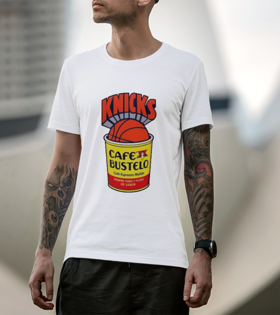 New York Knicks Cafe Bustelo Espresso Molido Basketball NBA T-Shirt