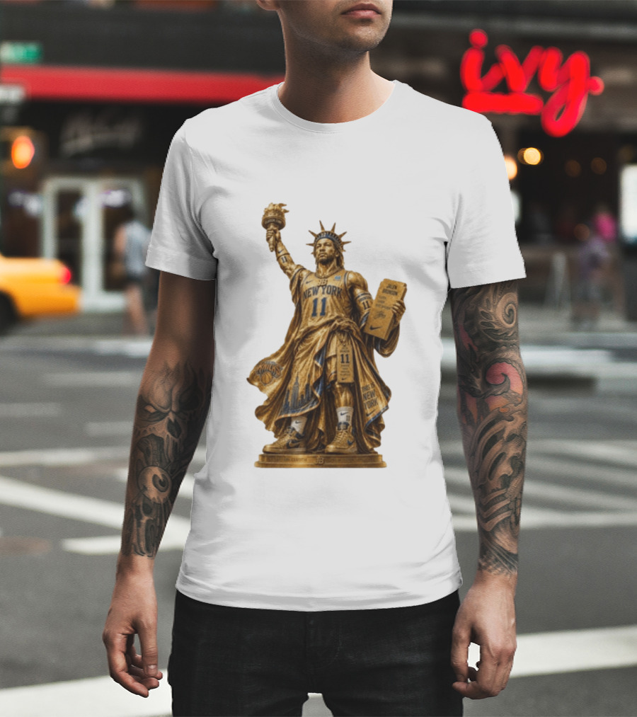 New York Knicks Jalen Brunson Statue Of Liberty Nike 11 Basketball Knicks T-Shirt