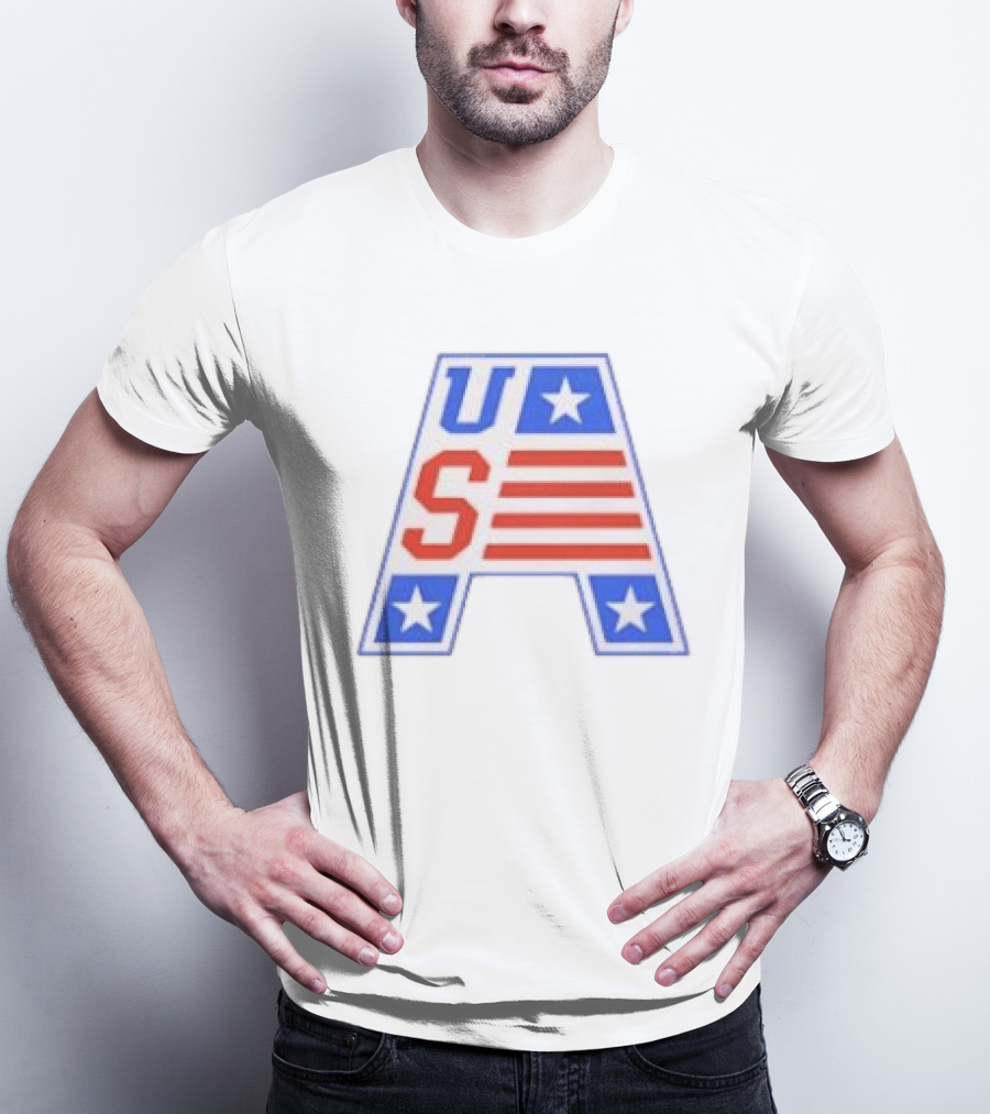 USA Stars Stripes Letter A Patriotic T-Shirt