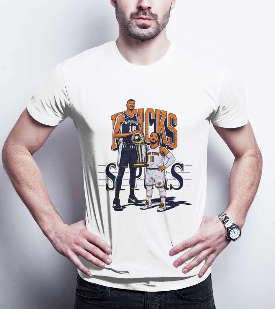 Victor Wembanyama Spurs Versus Jalen Brunson Knicks Trophy Size Gap T-Shirt