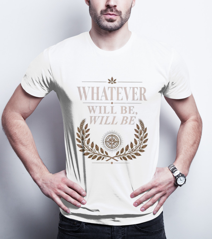 Whatever Will Be Will Be Compass Wheat Laurel Wreath T-Shirt
