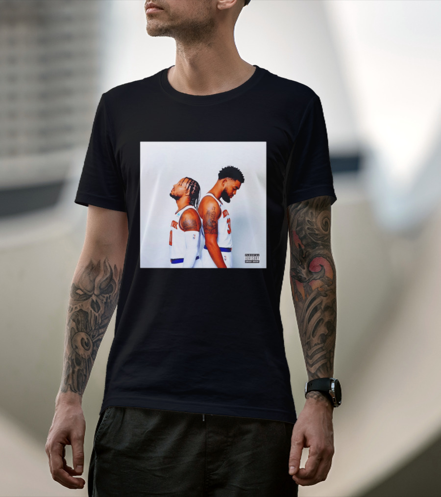 Knicks Basketball Players Brunson Towns Parental Advisory Album Cover T-Shirt