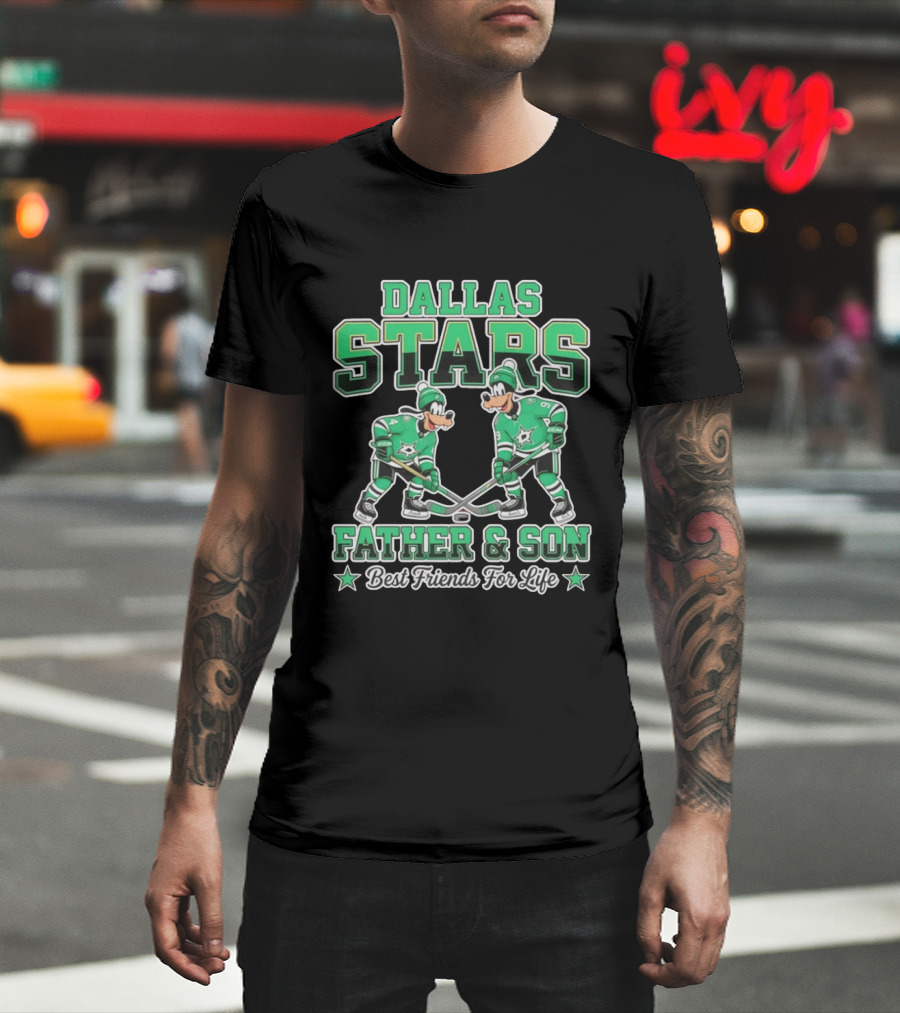 Dallas Stars Goofy Father And Son Best Friends For Life NHL Hockey Duo T-Shirt
