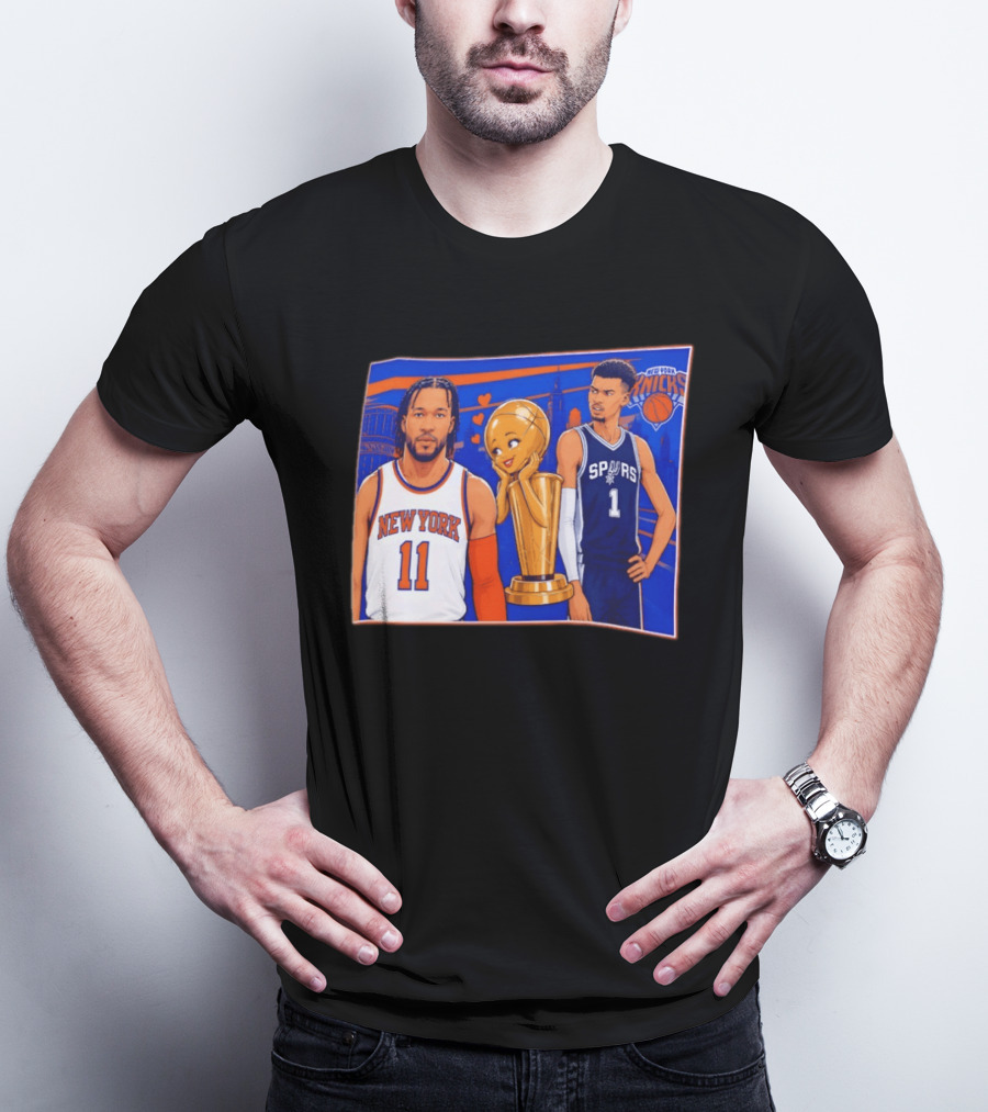 Jalen Brunson New York Knicks Victor Wembanyama San Antonio Spurs Larry O'Brien Trophy T-Shirt