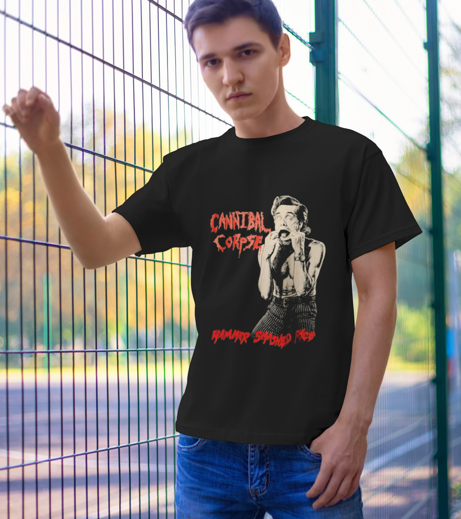Cannibal Corpse Hammer Smashed Face Jim Carrey Ace Ventura Metal Music Band T-Shirt