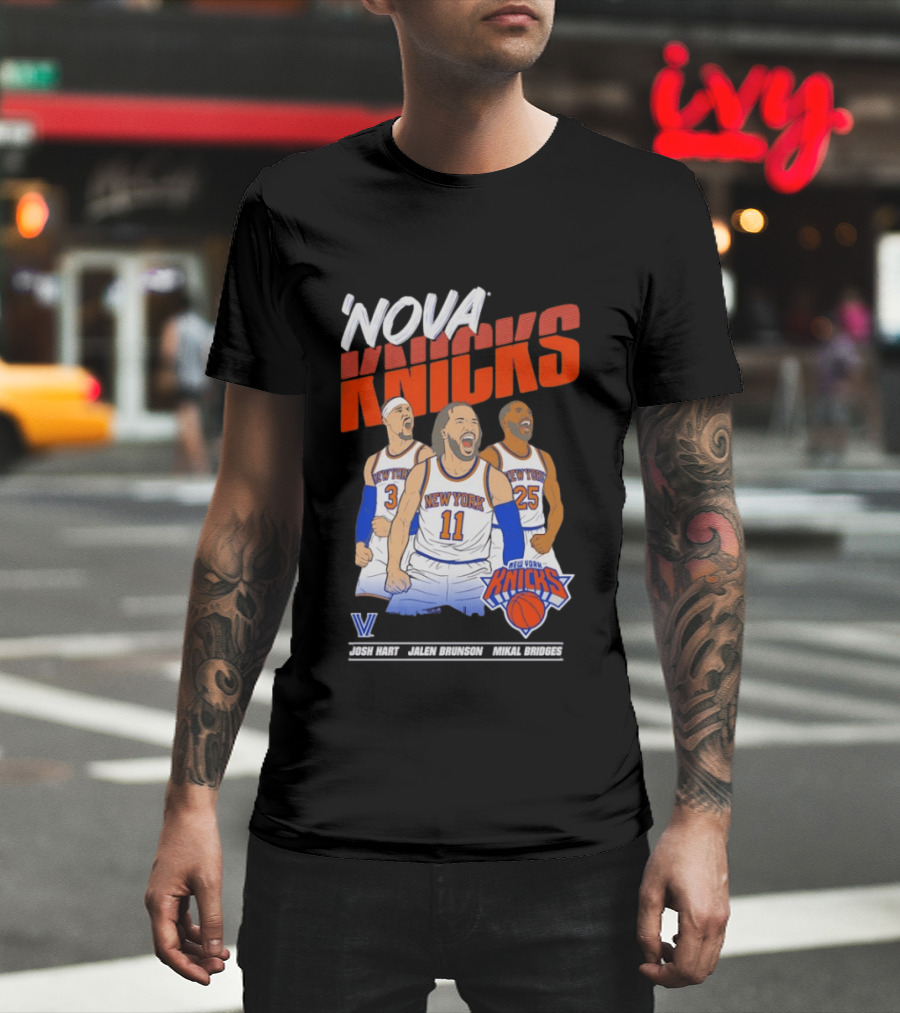 Nova Knicks Josh Hart Jalen Brunson Mikal Bridges New York NBA Basketball T-Shirt