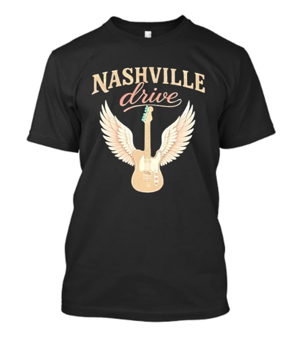 Nashville Drive Electric Guitar Angel Wings Music T-Shirt