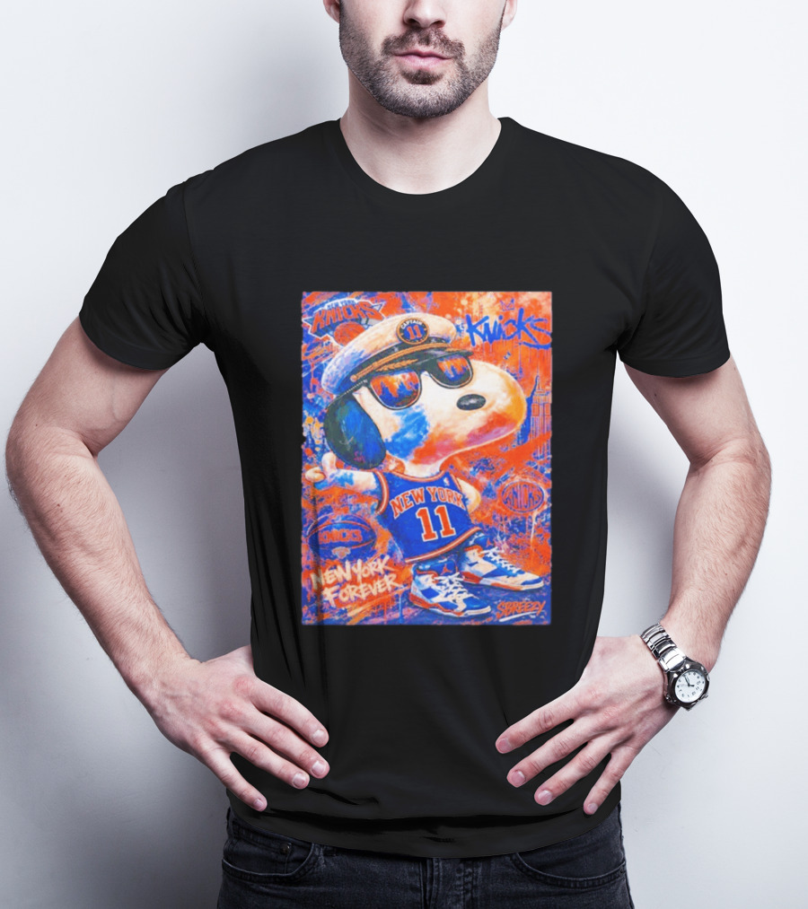 New York Knicks Snoopy Captain 11 New York Forever Streetwear Collection T-Shirt