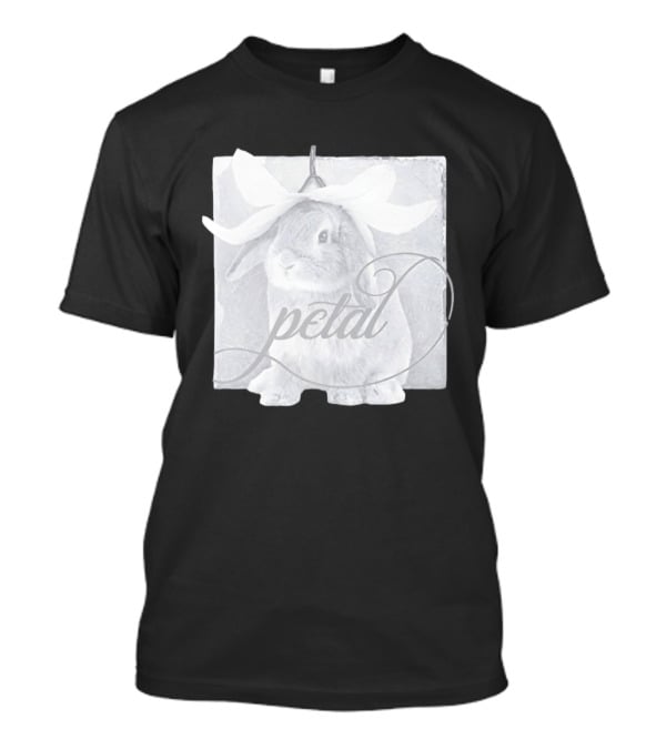 Petal Rabbit With Flower Headpiece On Square Tile Black And White T-Shirt
