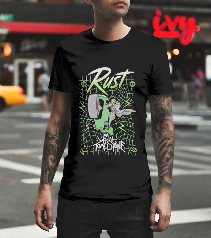 Rust The Living Tombstone Motorbike Adventure With Futuristic Neon T-Shirt
