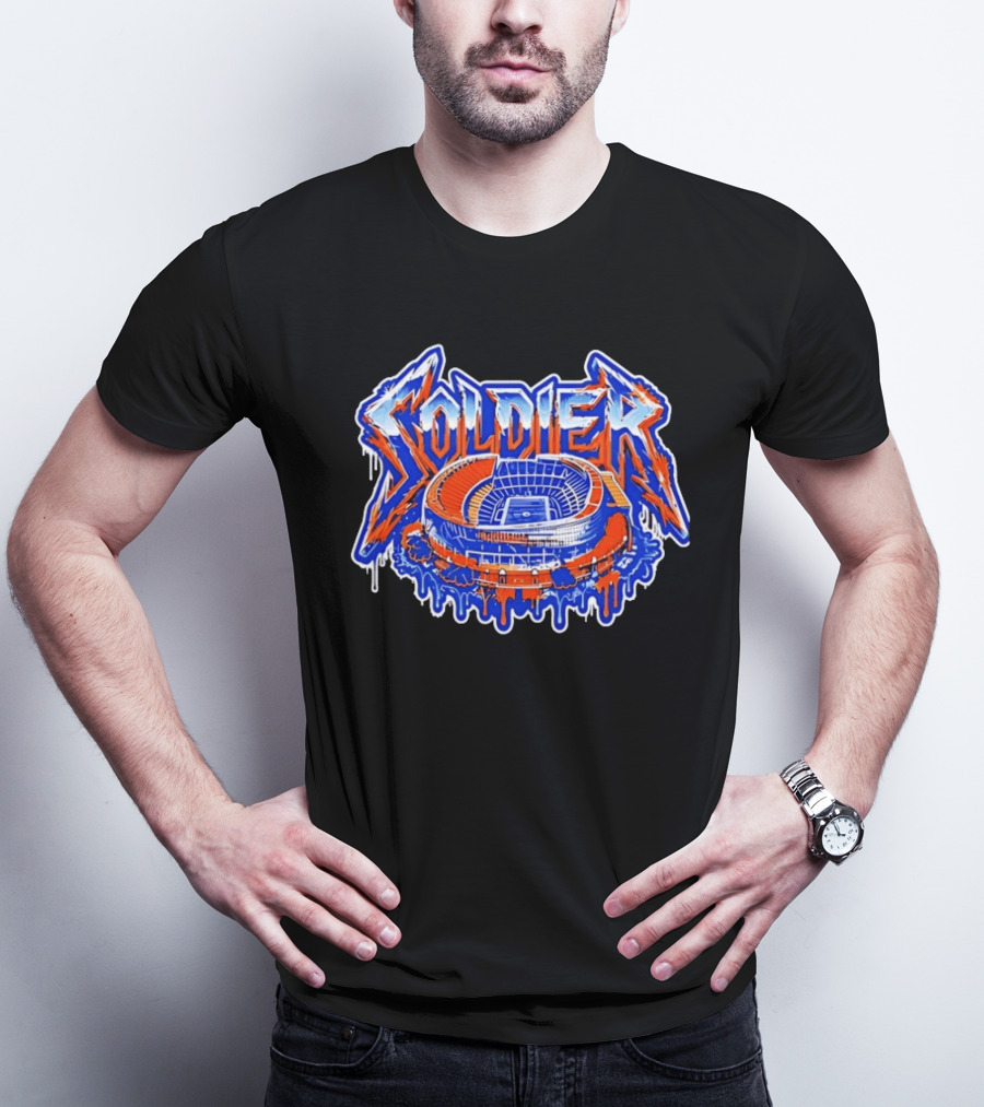 Chicago Bears Soldier Field Stadium Metal Font Drip Team Sports T-Shirt
