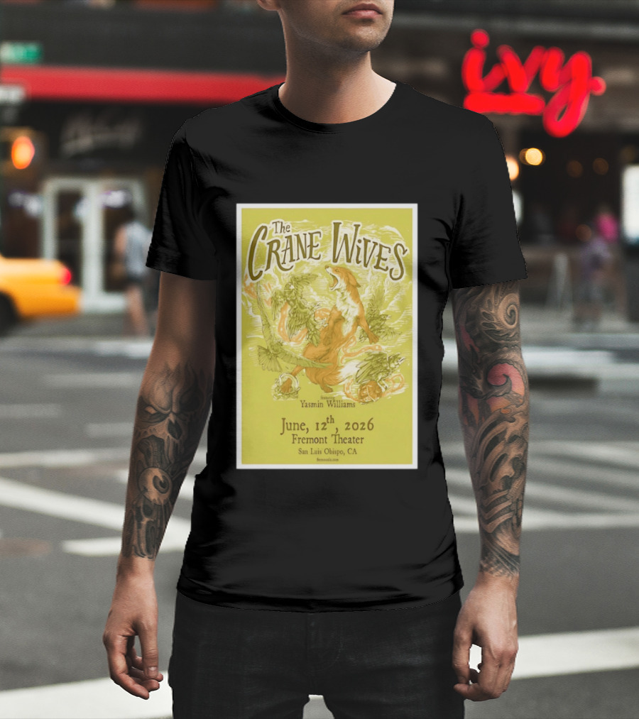 The Crane Wives Yasmin Williams Live June 12 2026 Fremont Theater San Luis Obispo Event T-Shirt