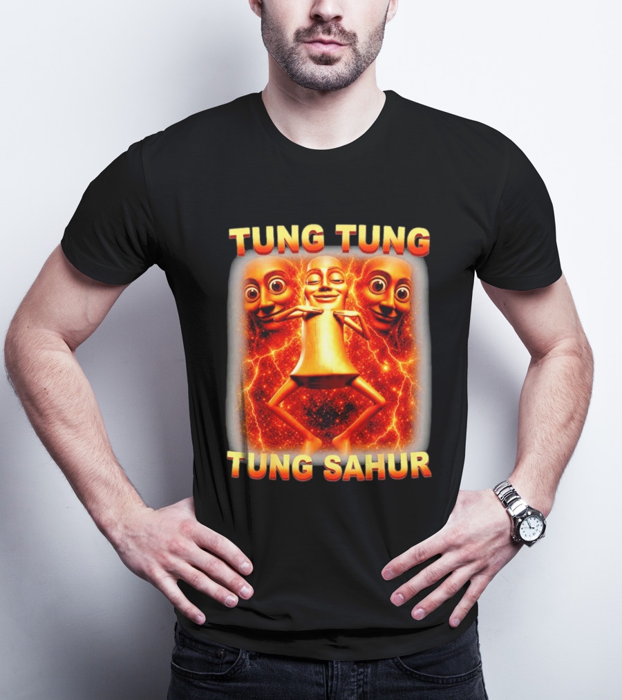 Tung Tung Tung Sahur Meme Brainrot Viral Image T-Shirt
