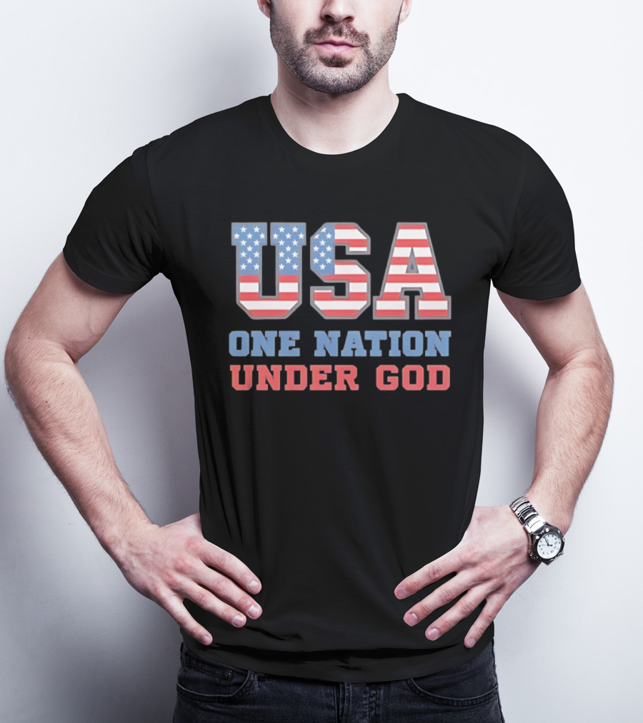 USA One Nation Under God American Flag Patriotic Stars And Stripes T-Shirt